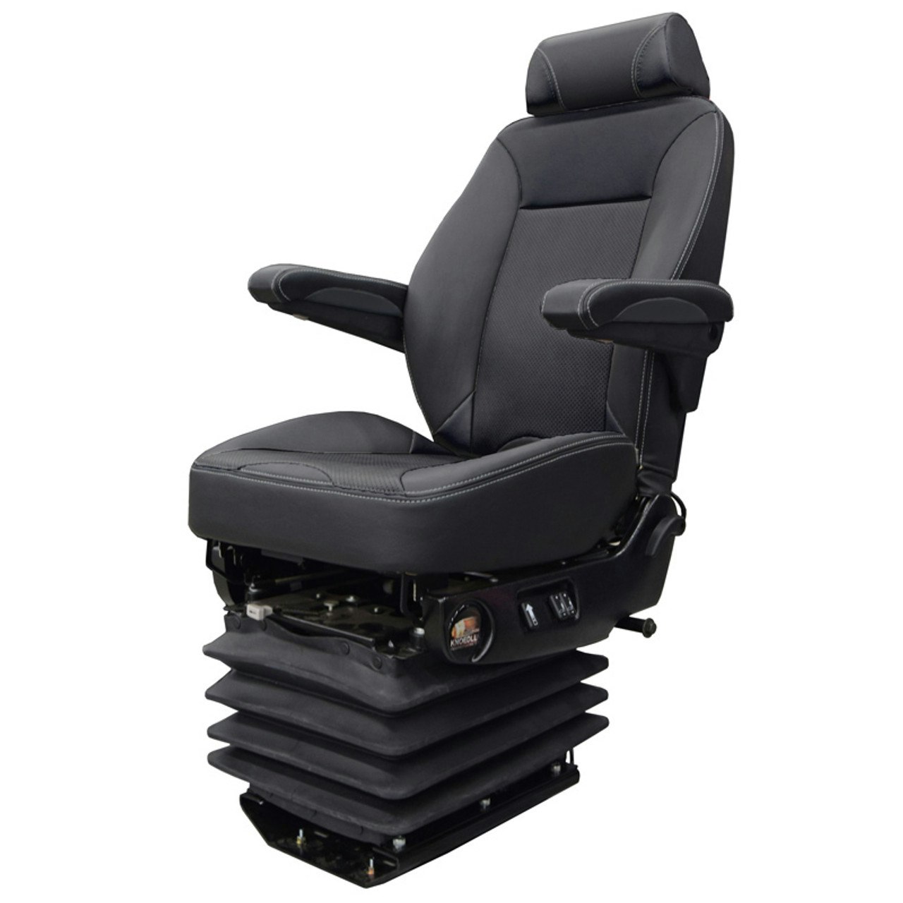 Highback Pinnacle Semi-Truck Seat (Black Leather / Cloth)