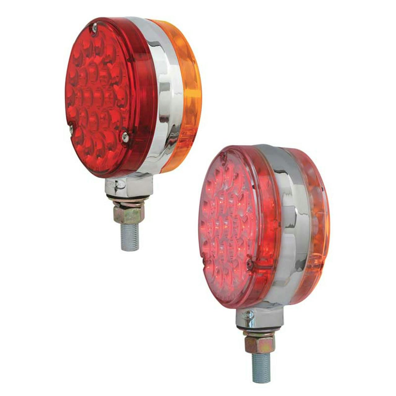 Amber Red Round Double Face LED With Reflector - Raney's Truck Parts