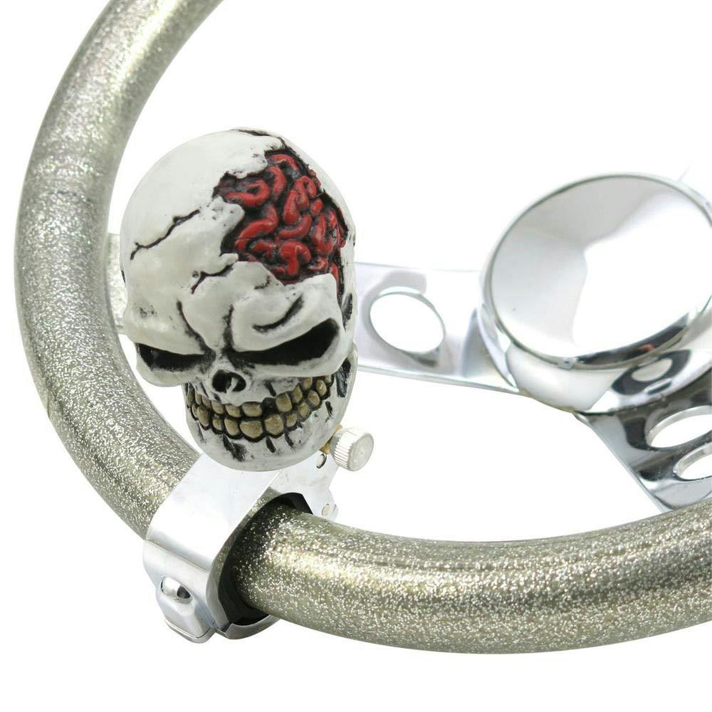 Universal Chrome Skull Steering Wheel Spinner - Raney's Truck Parts