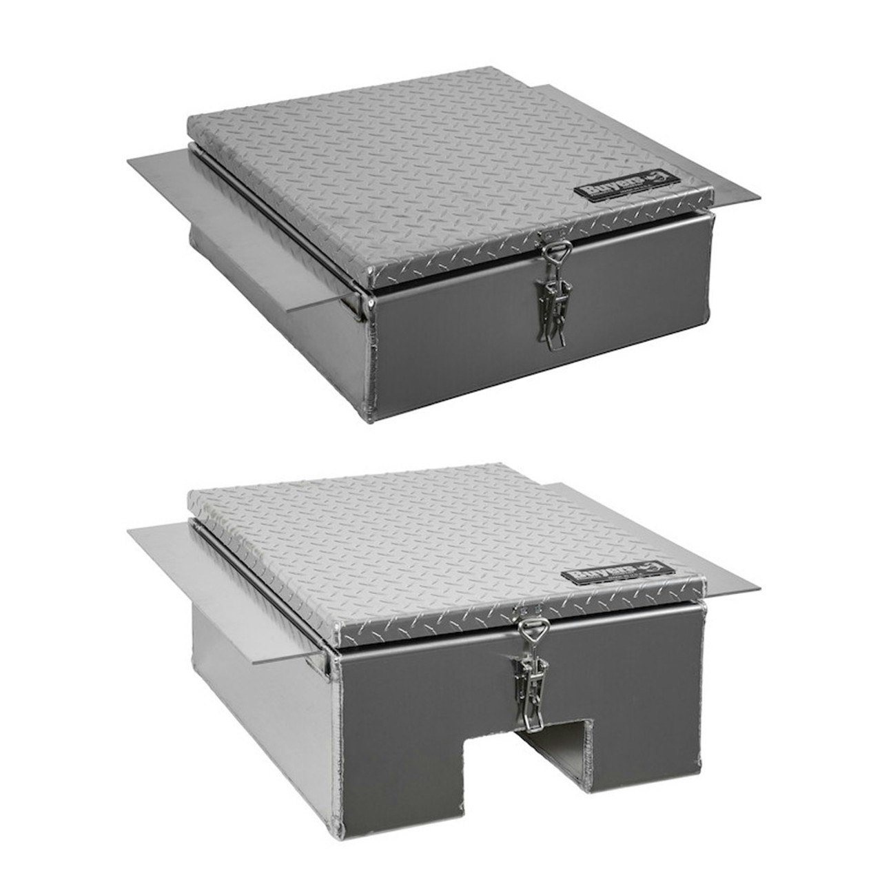 24" Diamond Plate Aluminum Saddle Tool Box With Step - Raney's Truck Parts