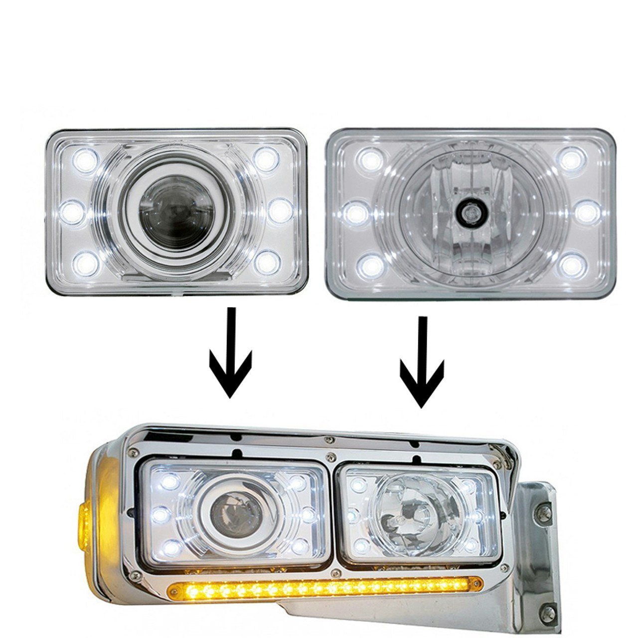 Rectangular LED High Beam Headlight Crystal Projection 4" x 6" - Raney ...