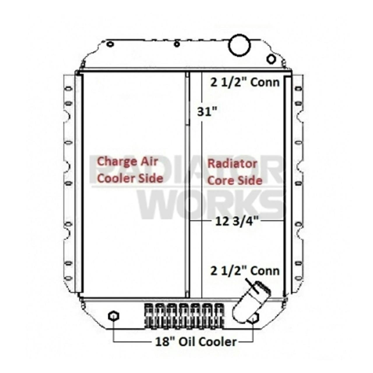 International 4100 4900 Series Half Core Radiator With Oil Cooler ...
