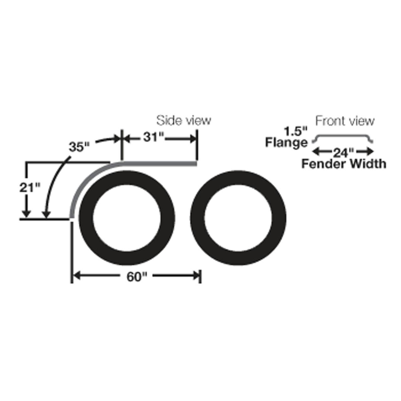 66" 16 Gauge Half Fender Smooth Stainless Steel With Flange - Raney's ...