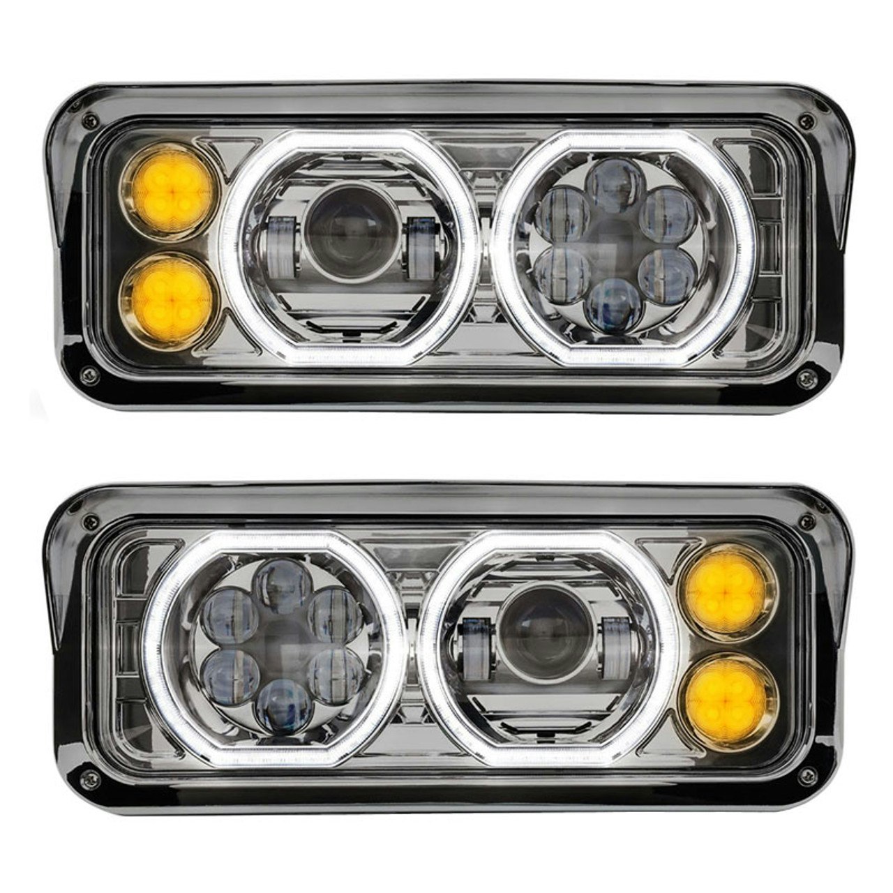 Kenworth T660 Headlights Pair Of Chrome Projector Headlights With LED ...