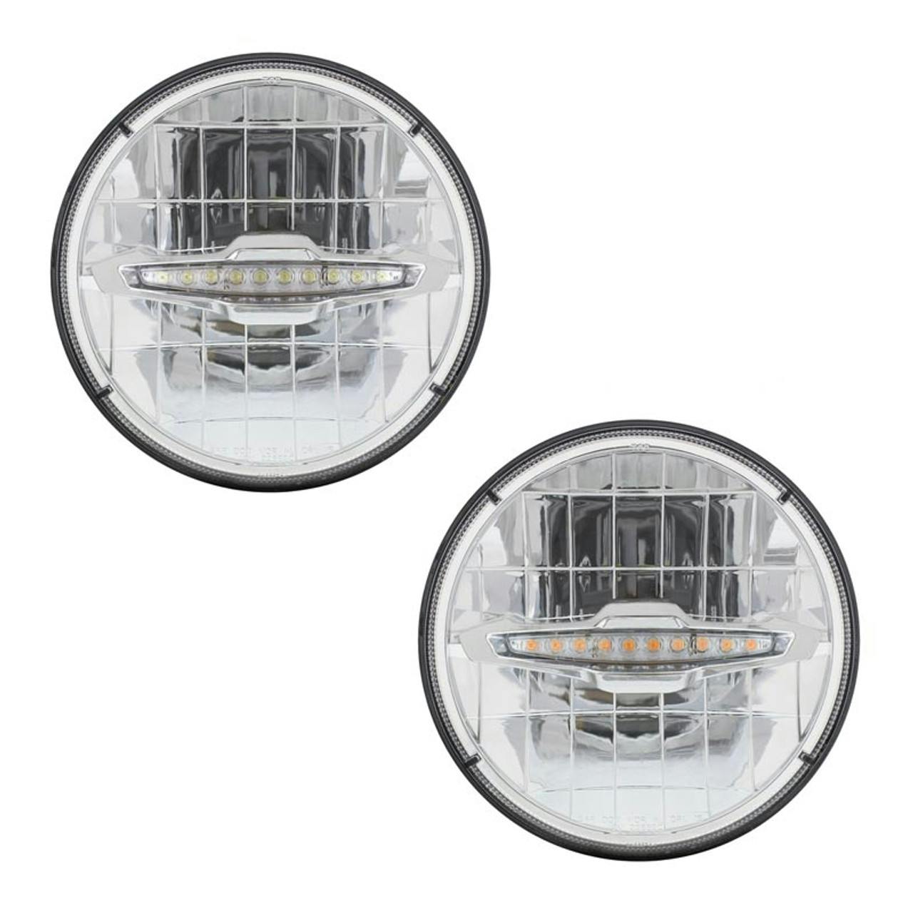 7" Round High Power LED Headlight with LED Daytime Running Light Bar ...