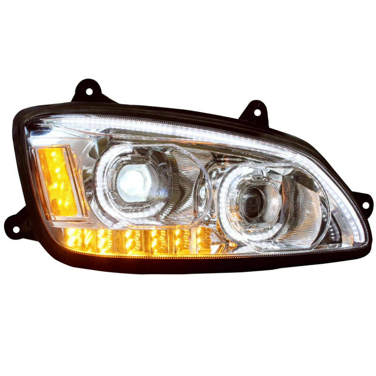 Kenworth T660 Full LED Chrome Projector Headlight With Halo Ring ...