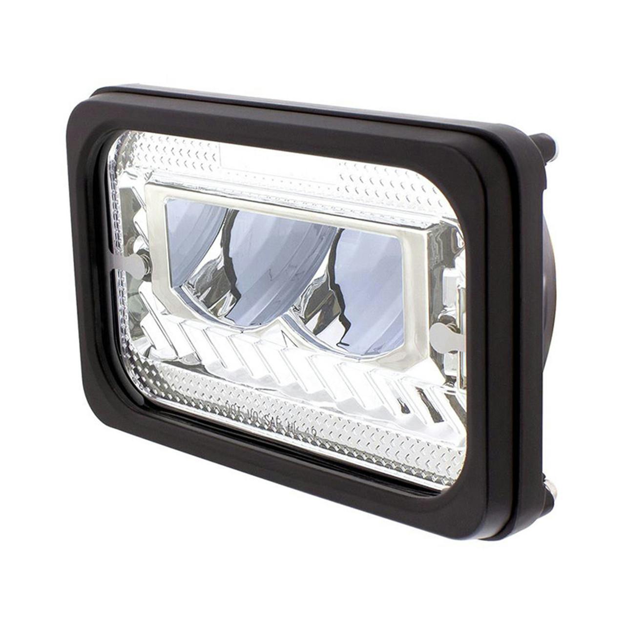 Power LED 4" x 6" Rectangular Chrome Heated Glass Lens Headlight ...