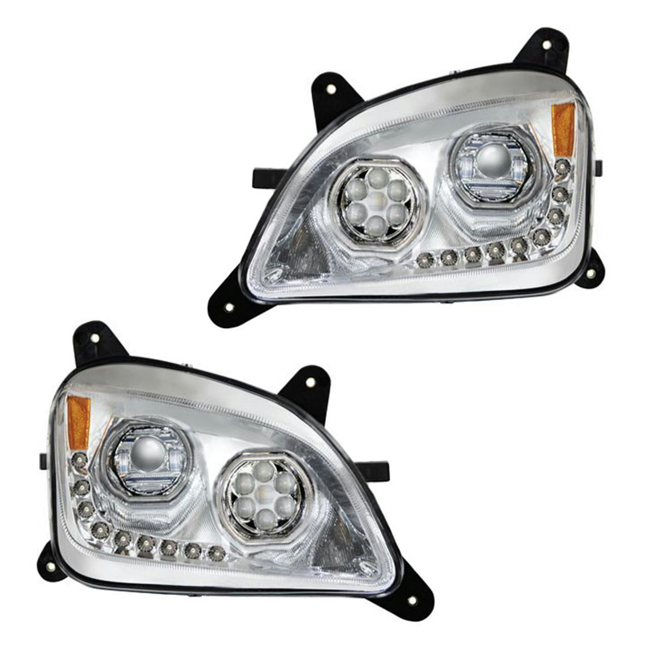 Peterbilt 579 587 Chrome Headlight With Halo LED And Sequential Light ...