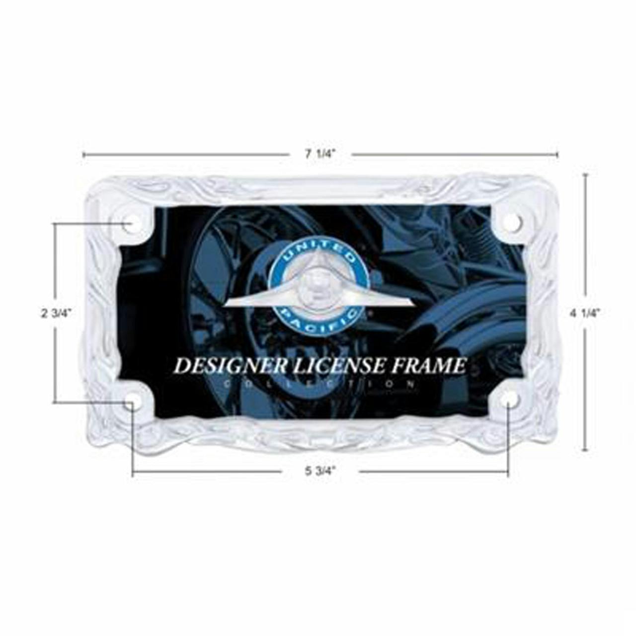 Flame Chrome Die-Cast Motorcycle License Plate Frame - Raney's Truck Parts