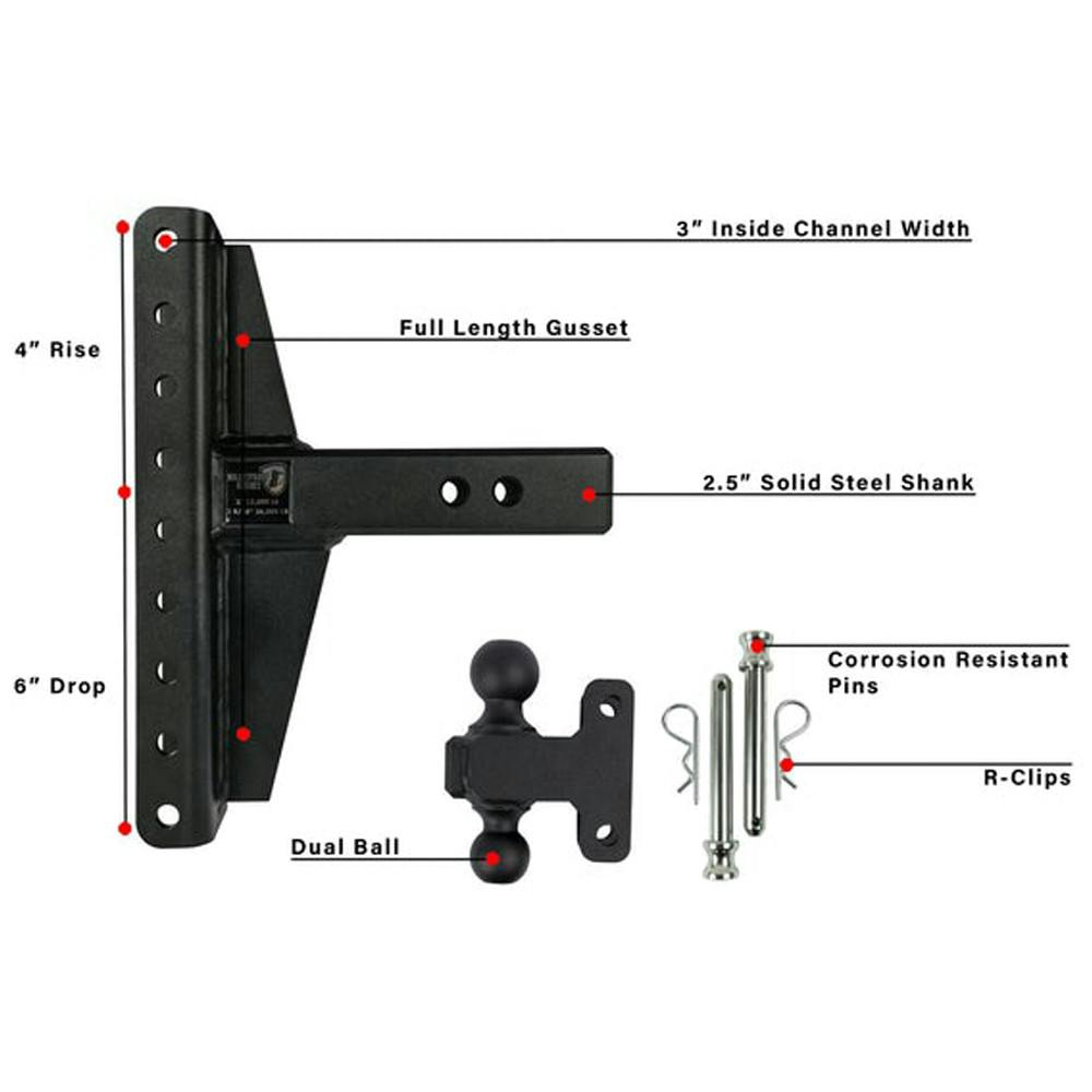 2.5" Extreme Duty Adjustable 4" & 6" Offset Hitch By BulletProof ...