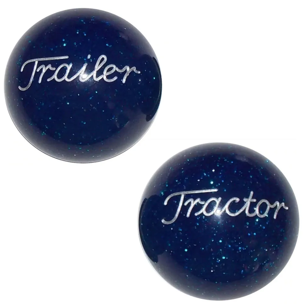 Blue Glitter Tractor Trailer Engraved Air Brake Knob - Raney's Truck Parts