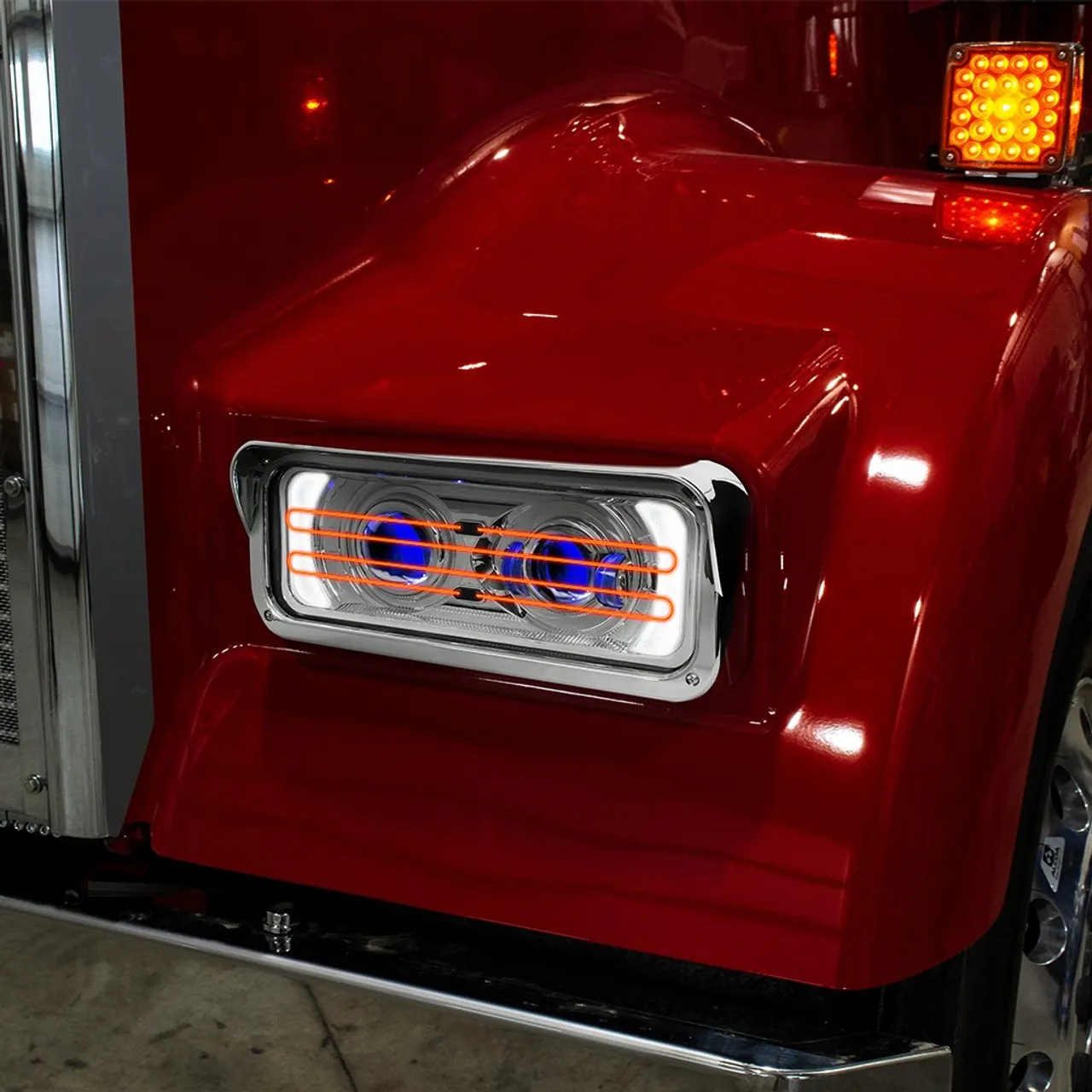 Kenworth W900 T800 T600 Chrome Projector Headlight Assembly With ...