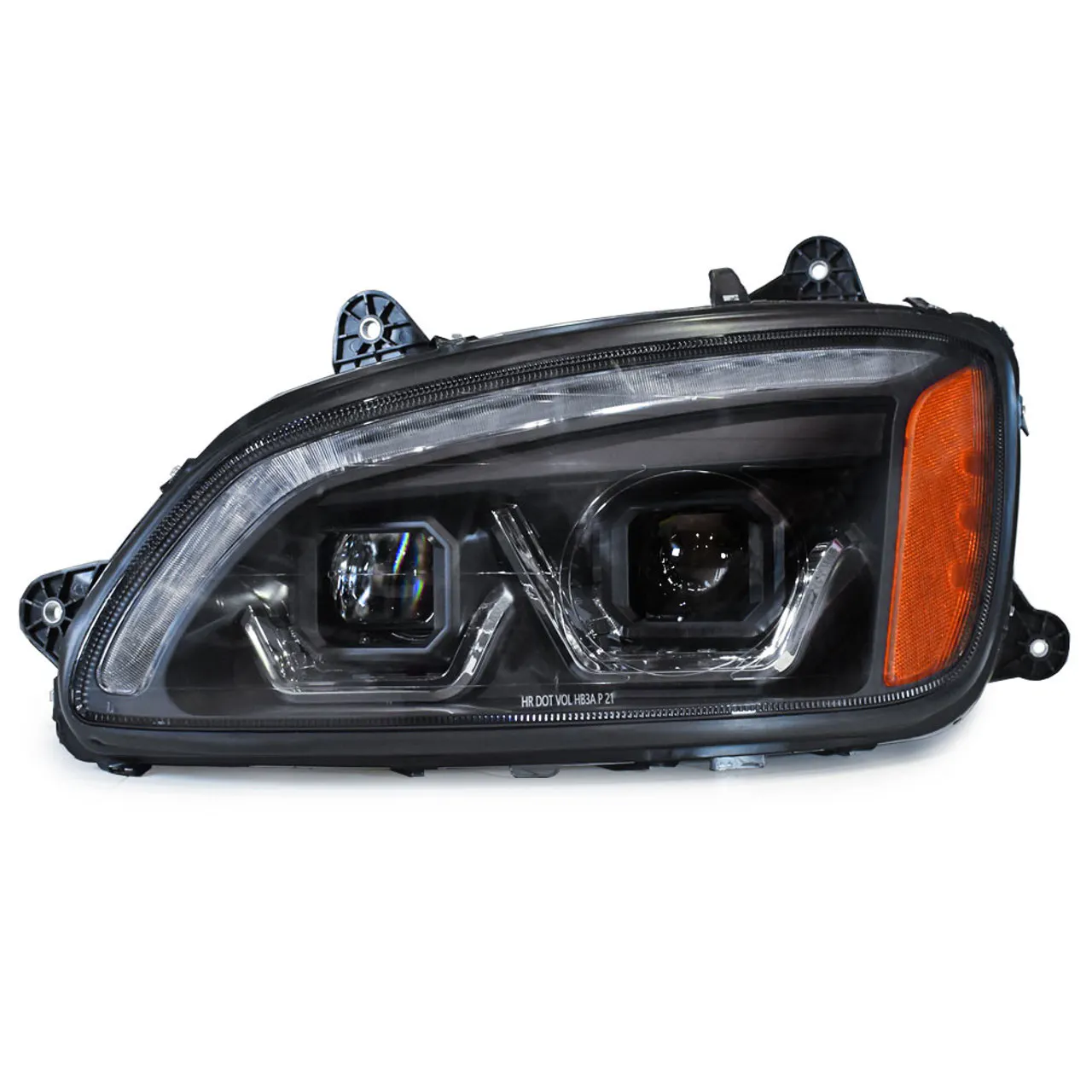 Kenworth T660 Blackout Halogen Projector Headlight With LED Sequential ...