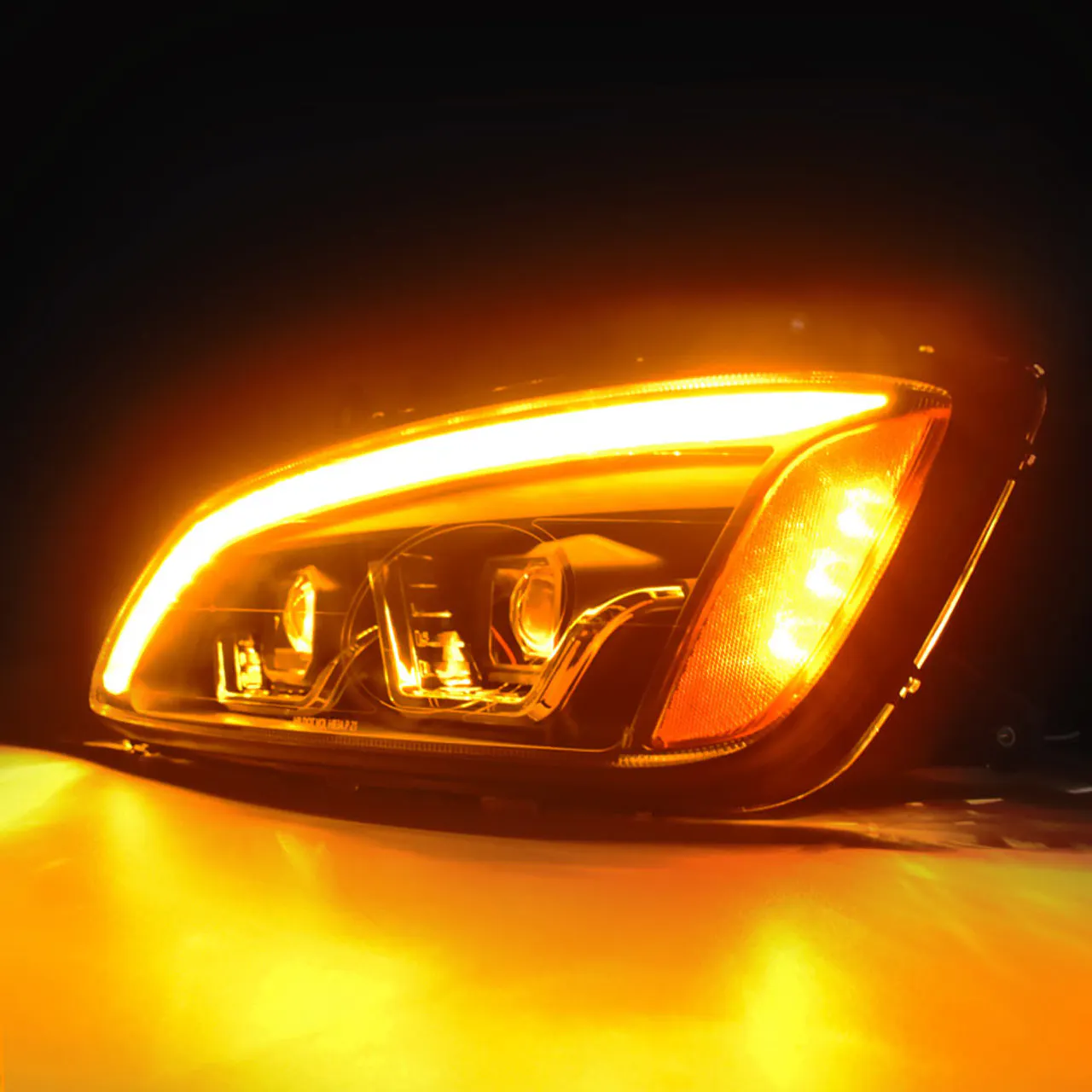 Kenworth T660 Blackout Halogen Projector Headlight With LED Sequential ...