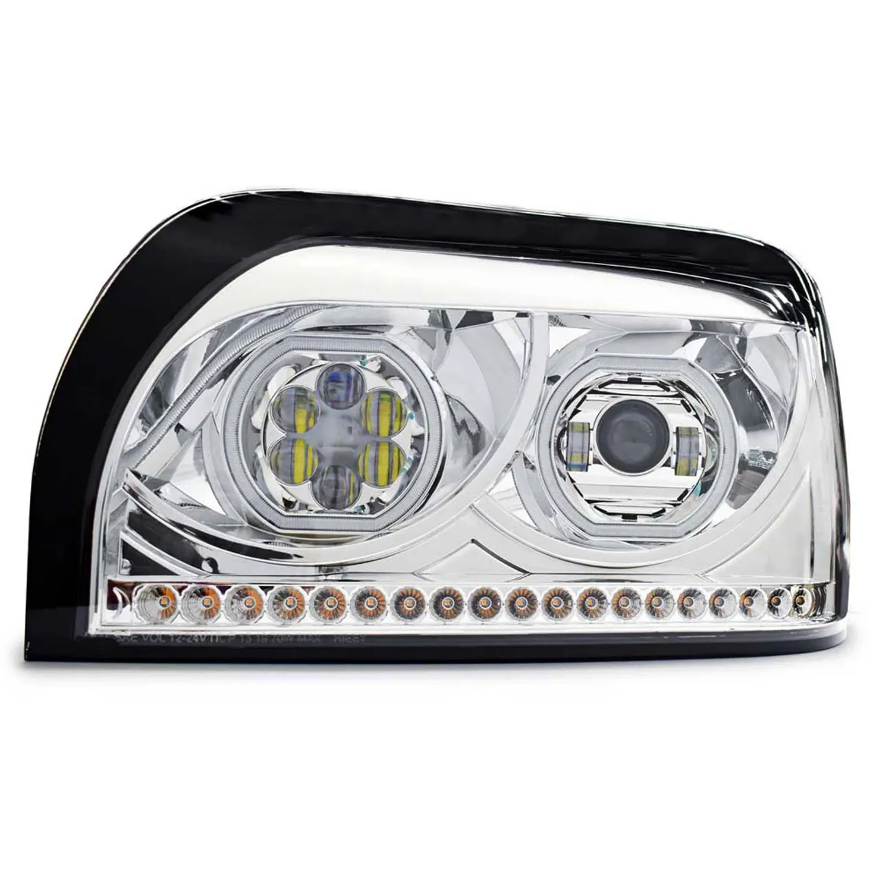Freightliner Century Full LED Chrome Projector Headlight With Halo DRL ...
