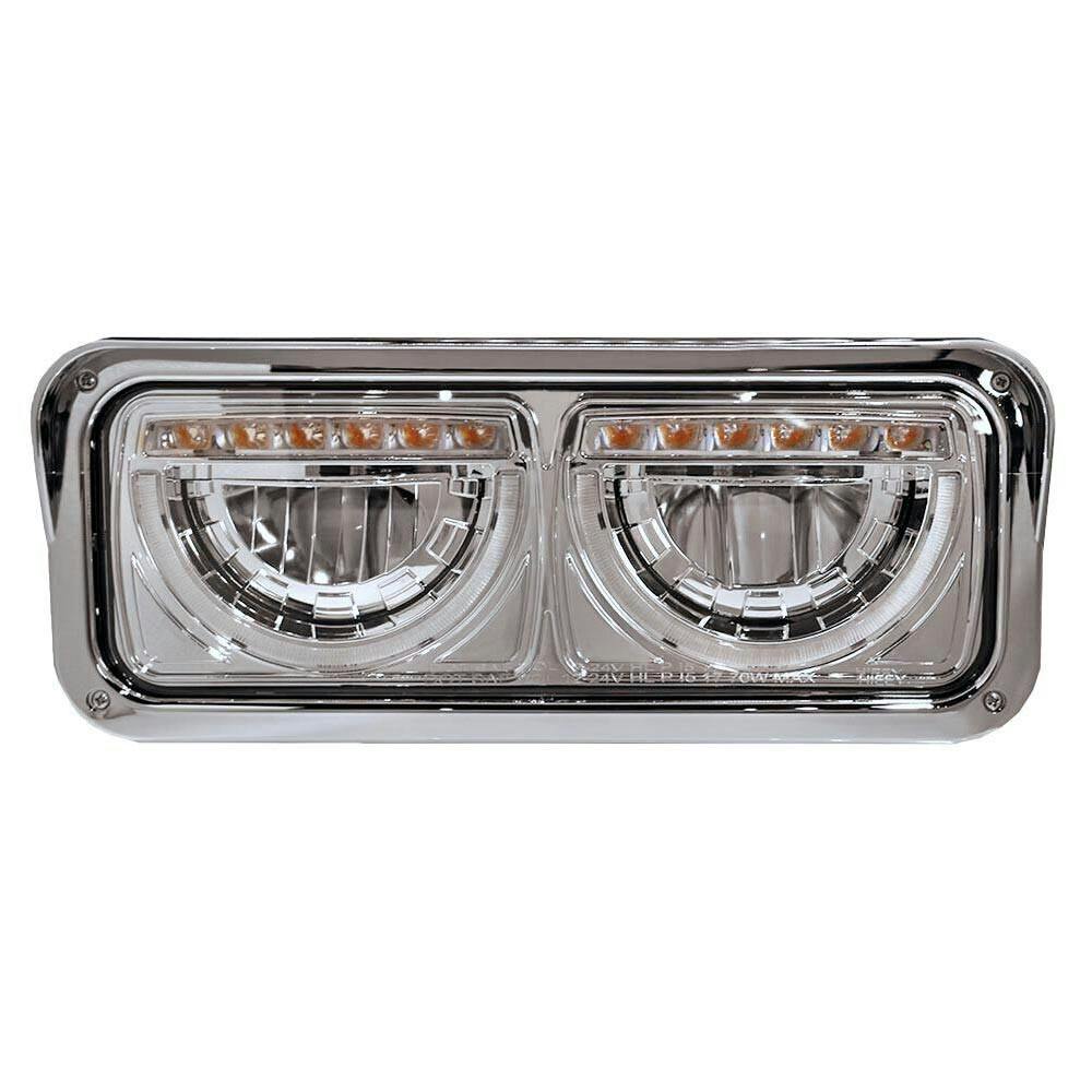 Kenworth T600 T800 W900B W900L Half Moon Rectangular Chrome Headlight ...