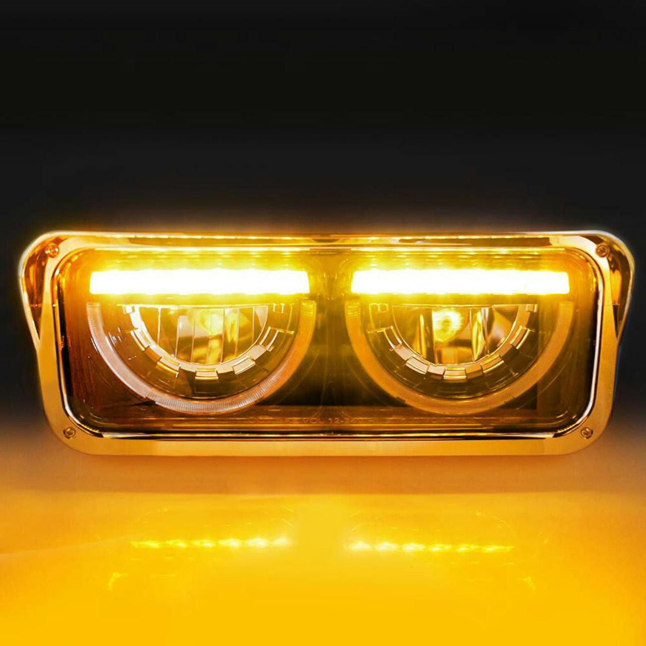 Peterbilt 357 365 378 379 Half Moon Rectangular Blackout Headlight ...