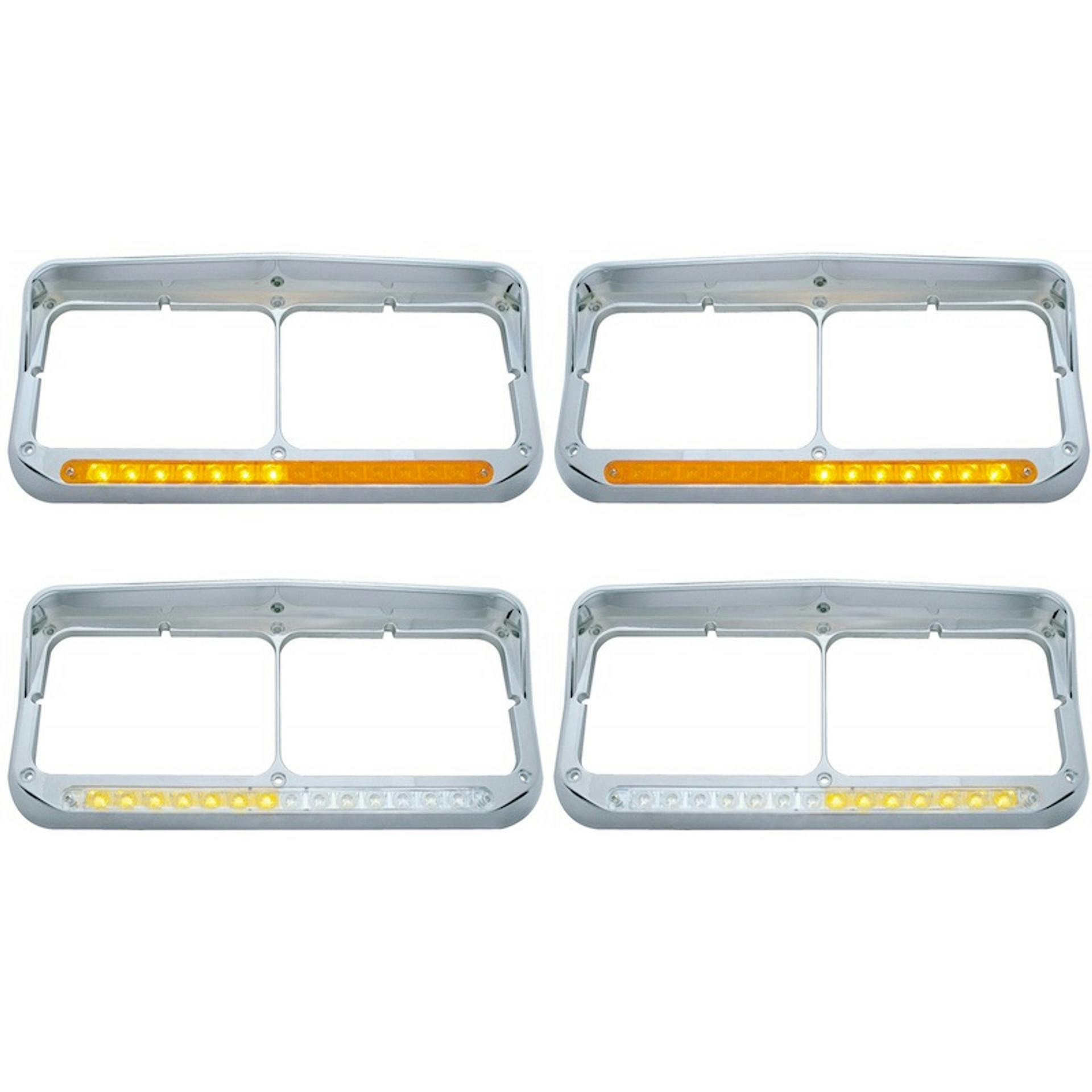 Rectangular Dual Headlight Bezel With Visor & Amber LED - Raney's Truck ...