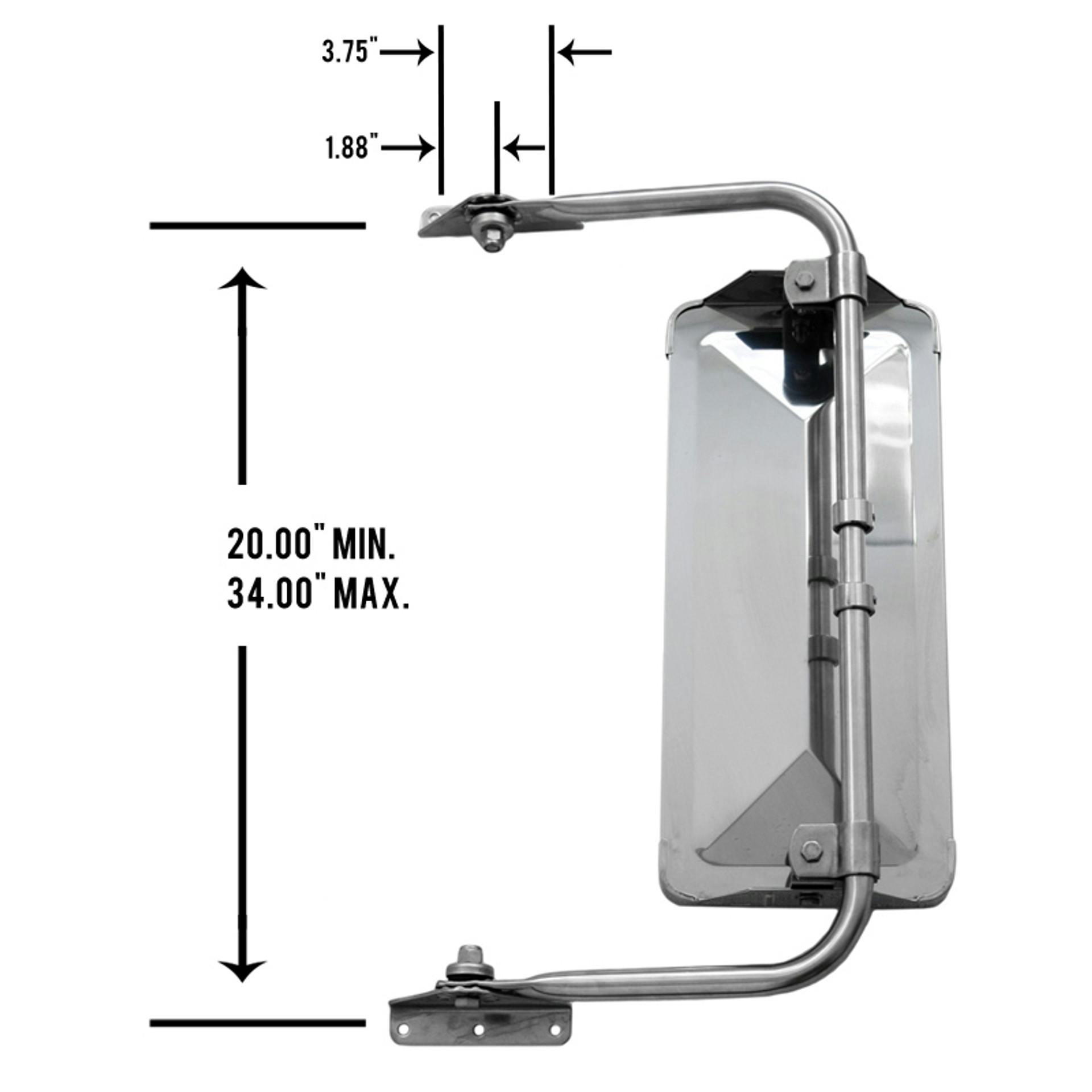 West Coast 7" x 16" Stainless Steel Mirror With Adjustable Assembly ...