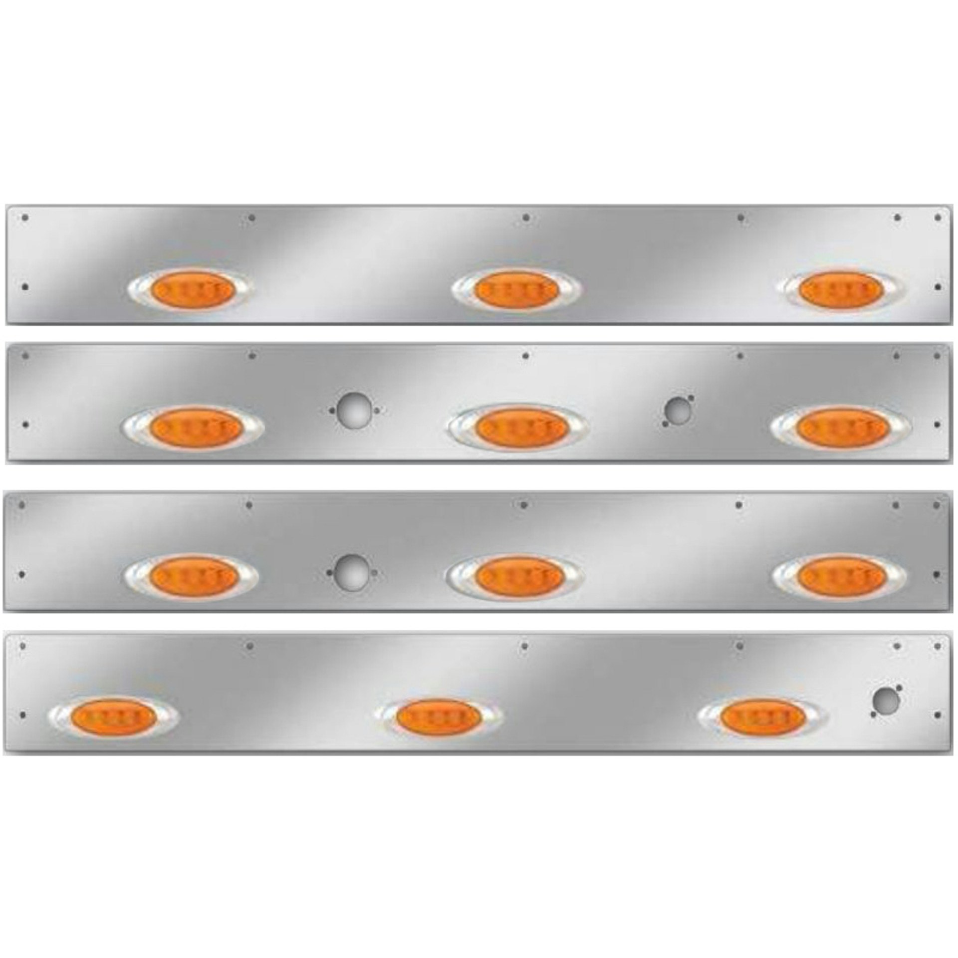 Kenworth T680 T880 Stainless Steel Cab Panels With P1 Style Amber LEDs ...