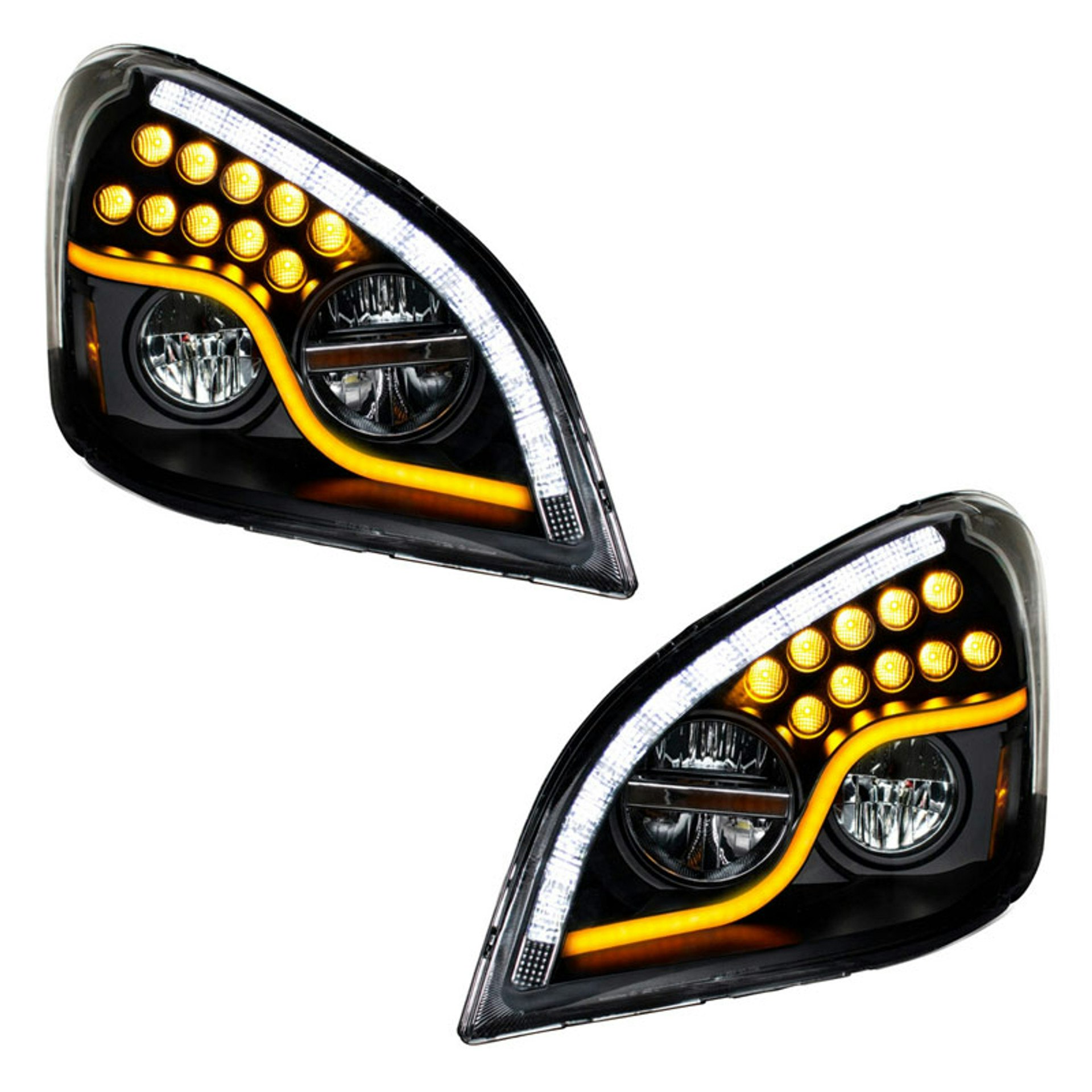 Freightliner Cascadia Full LED Blackout Headlights - Raney's Truck Parts