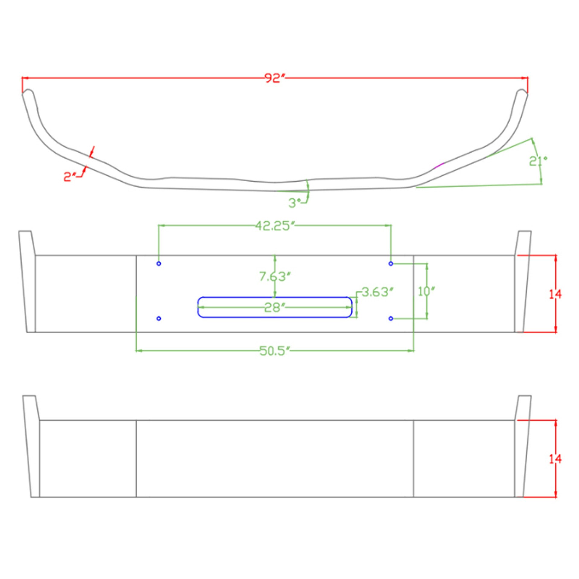 Freightliner FLD 120 112 Bumper Set Forward Axle 12" Chrome By Valley ...
