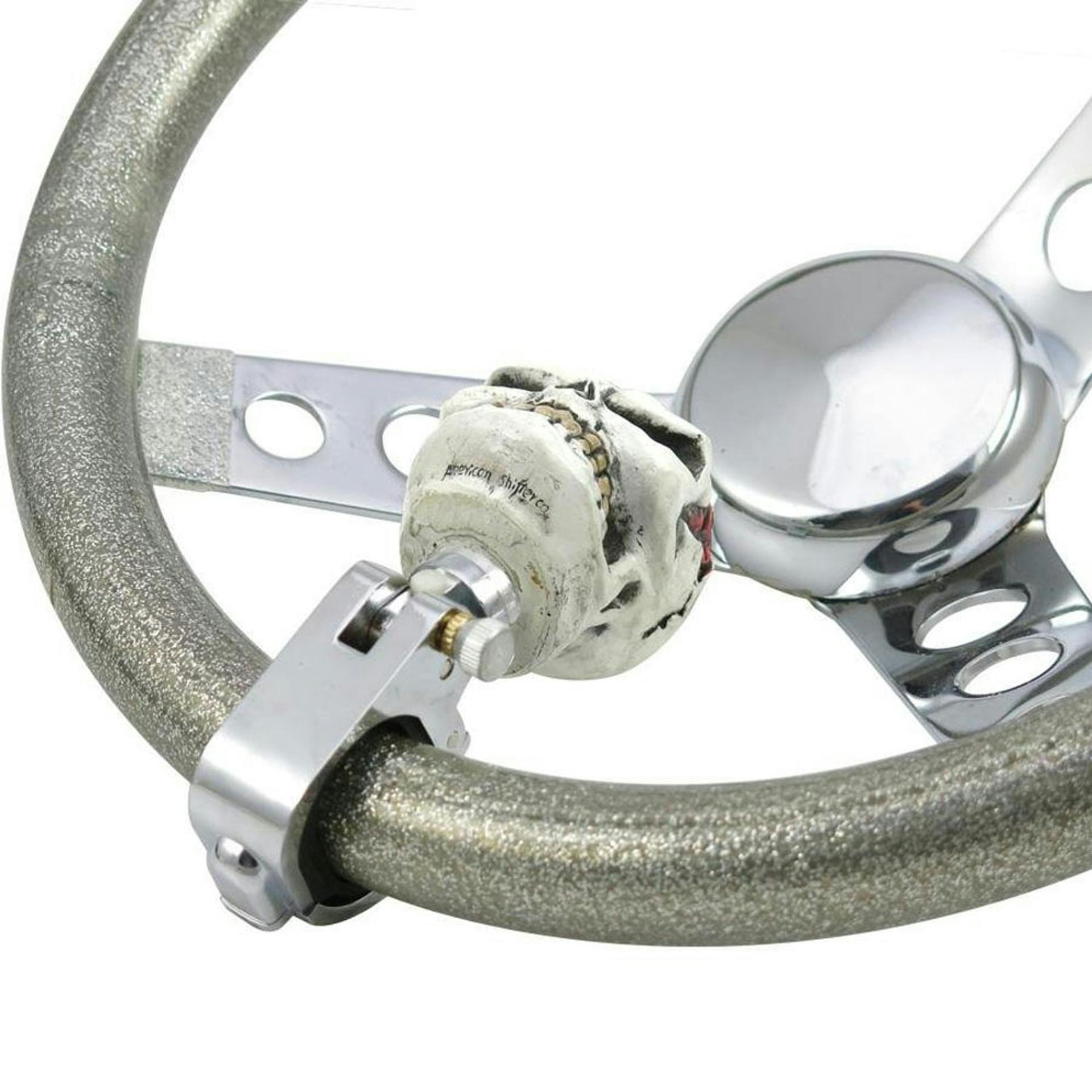 Universal Chrome Skull Steering Wheel Spinner - Raney's Truck Parts