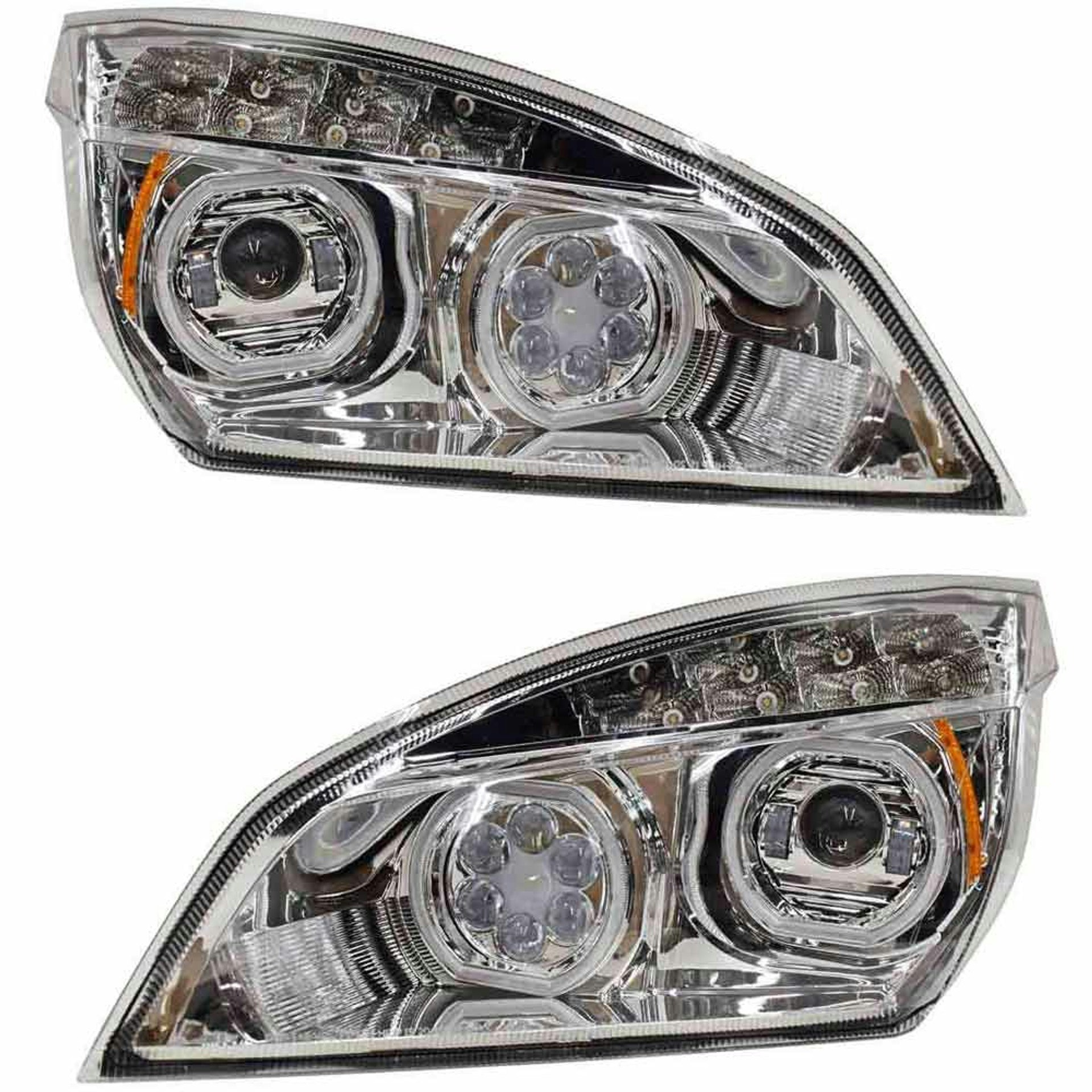 Freightliner M2 Full LED Chrome Projection Headlights With DRL Halo ...