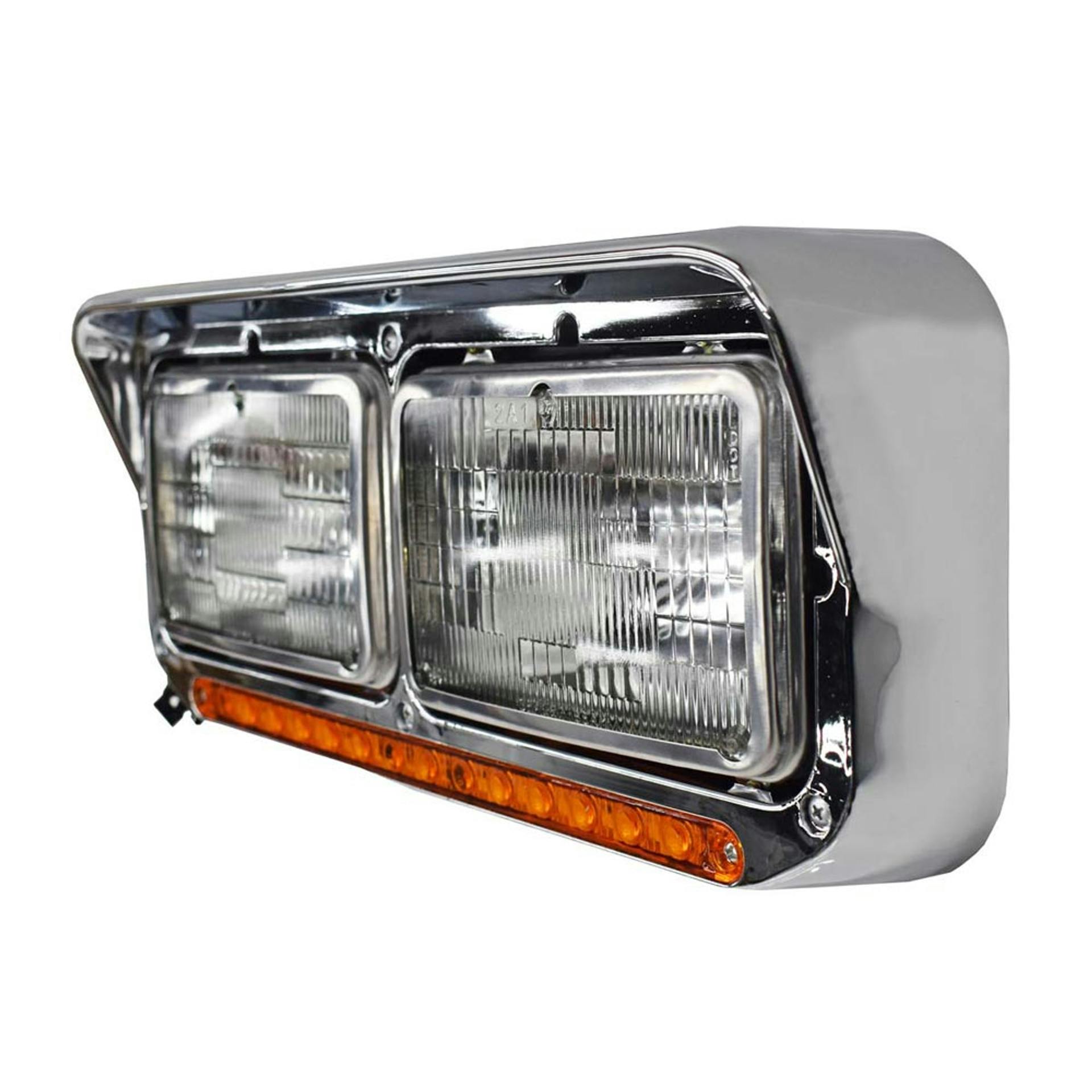 Kenworth T600 T800 W900 Dual Rectangular Headlight Assembly With Visor ...