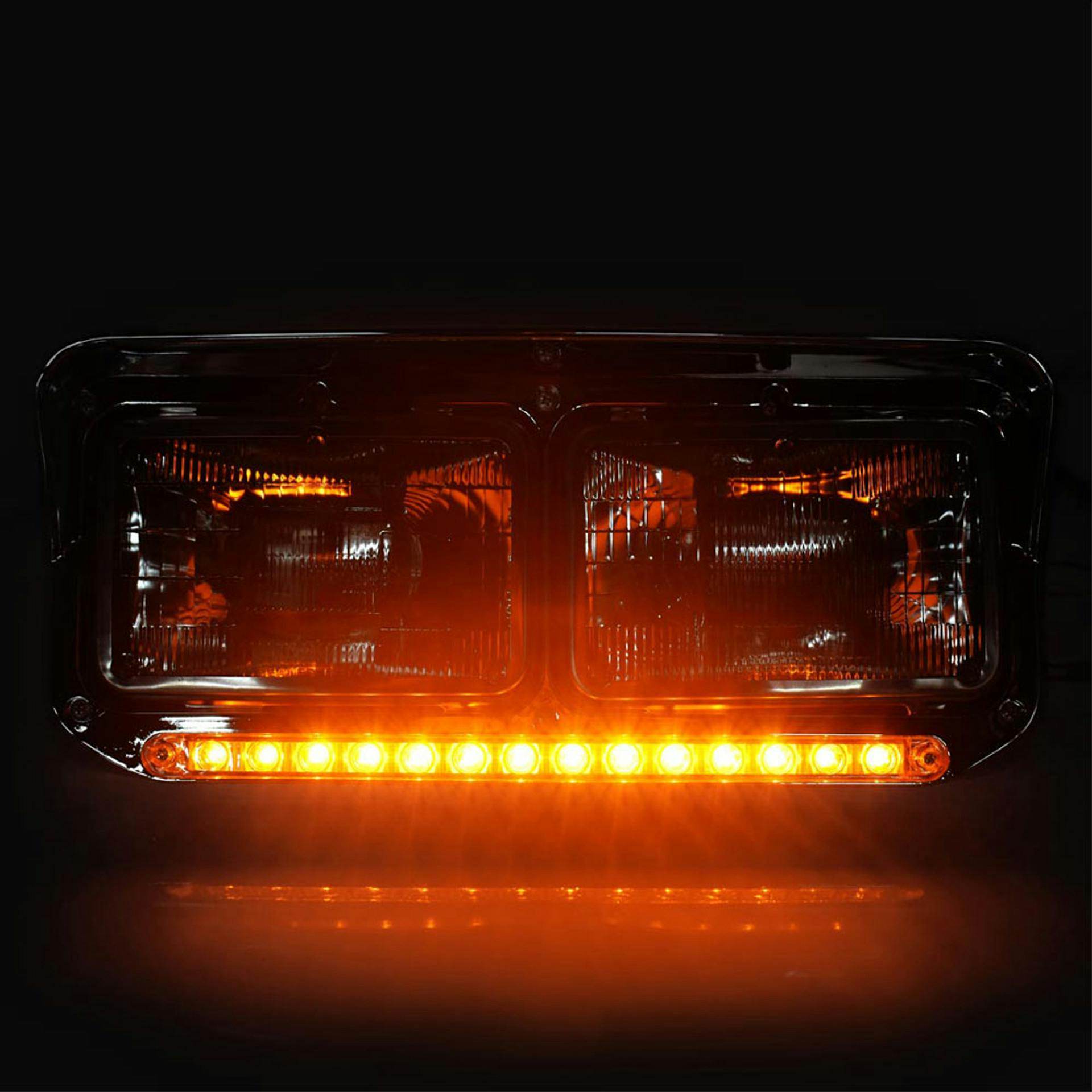 Kenworth T600 T800 W900 Dual Rectangular Headlight Assembly With Visor ...