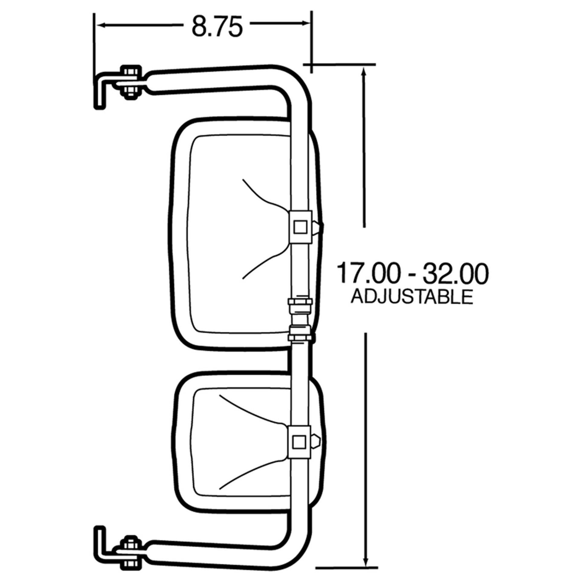Step Van Mirror Black Painted Steel 97668 - Raney's Truck Parts