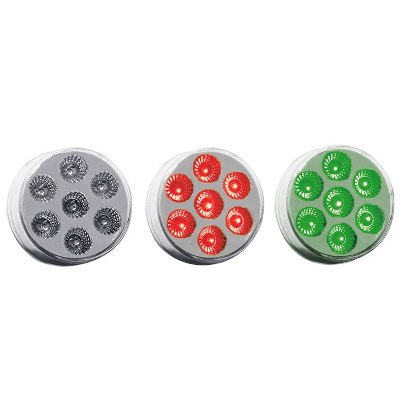 2" Round Dual Revolution Red & Blue LED Marker Light - Raney's Truck Parts