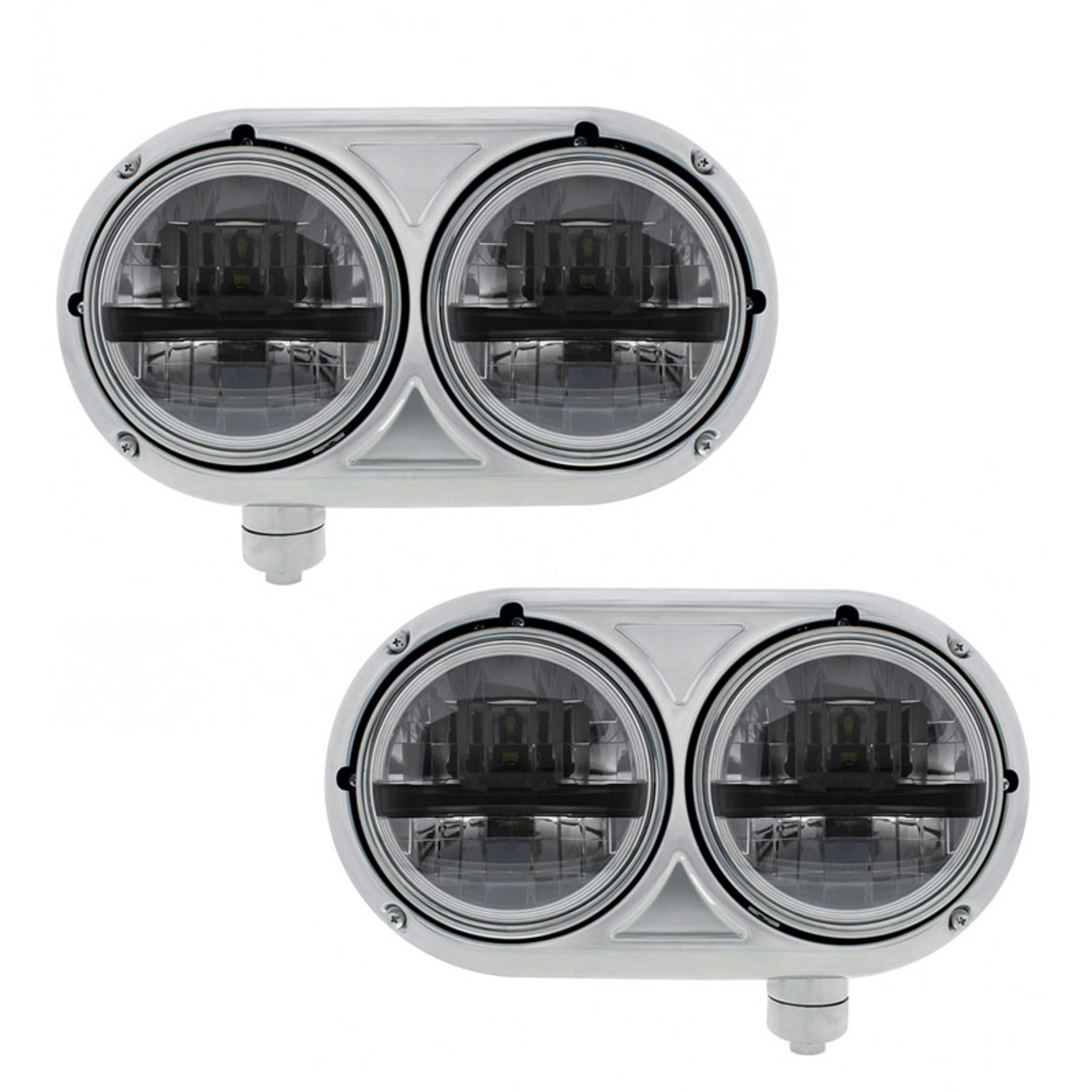 Peterbilt 379 359 Pete Style Round Headlight Set Chrome Classic ...
