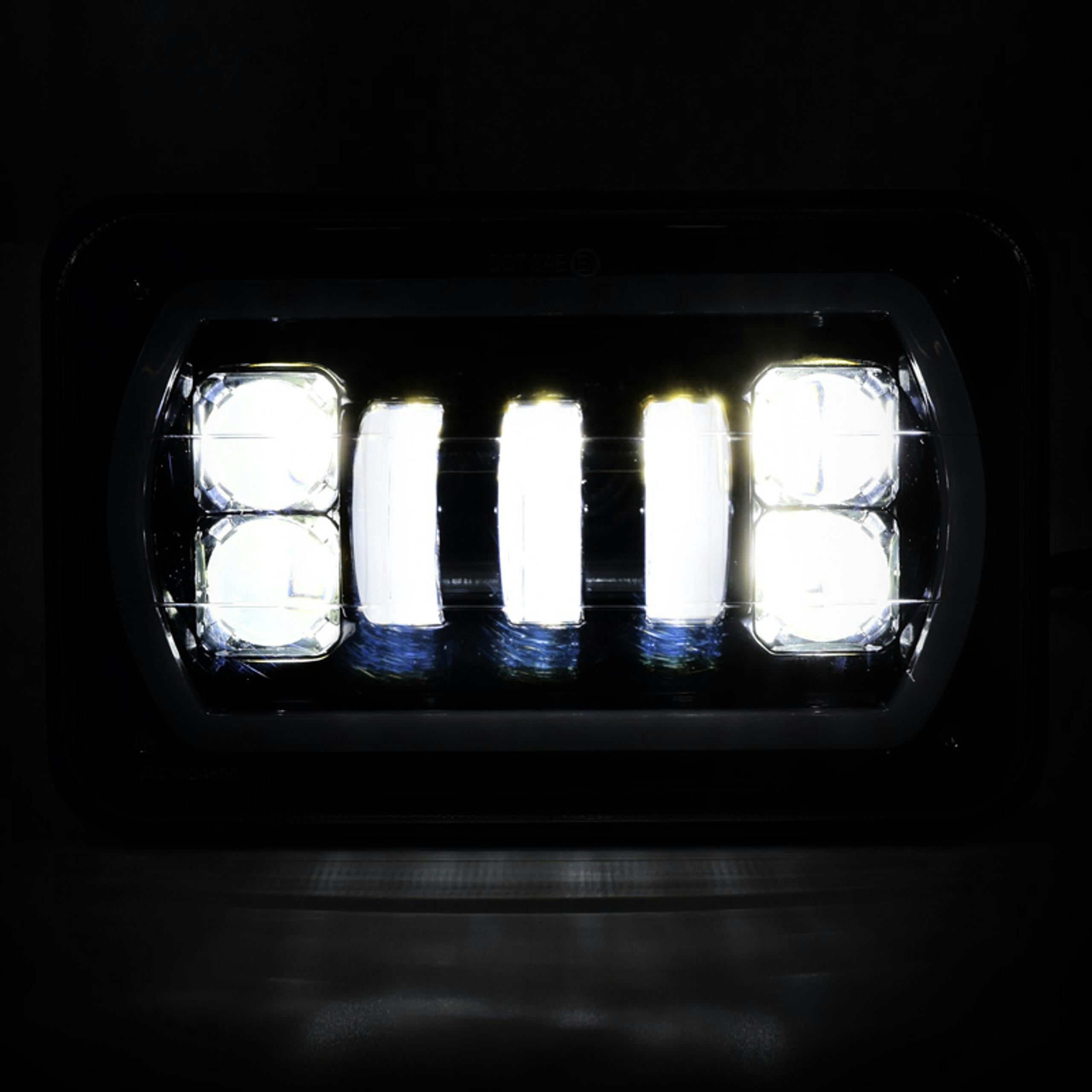 4" x 6" Full LED High & Low Beam Rectangular Headlight With Halo Ring ...