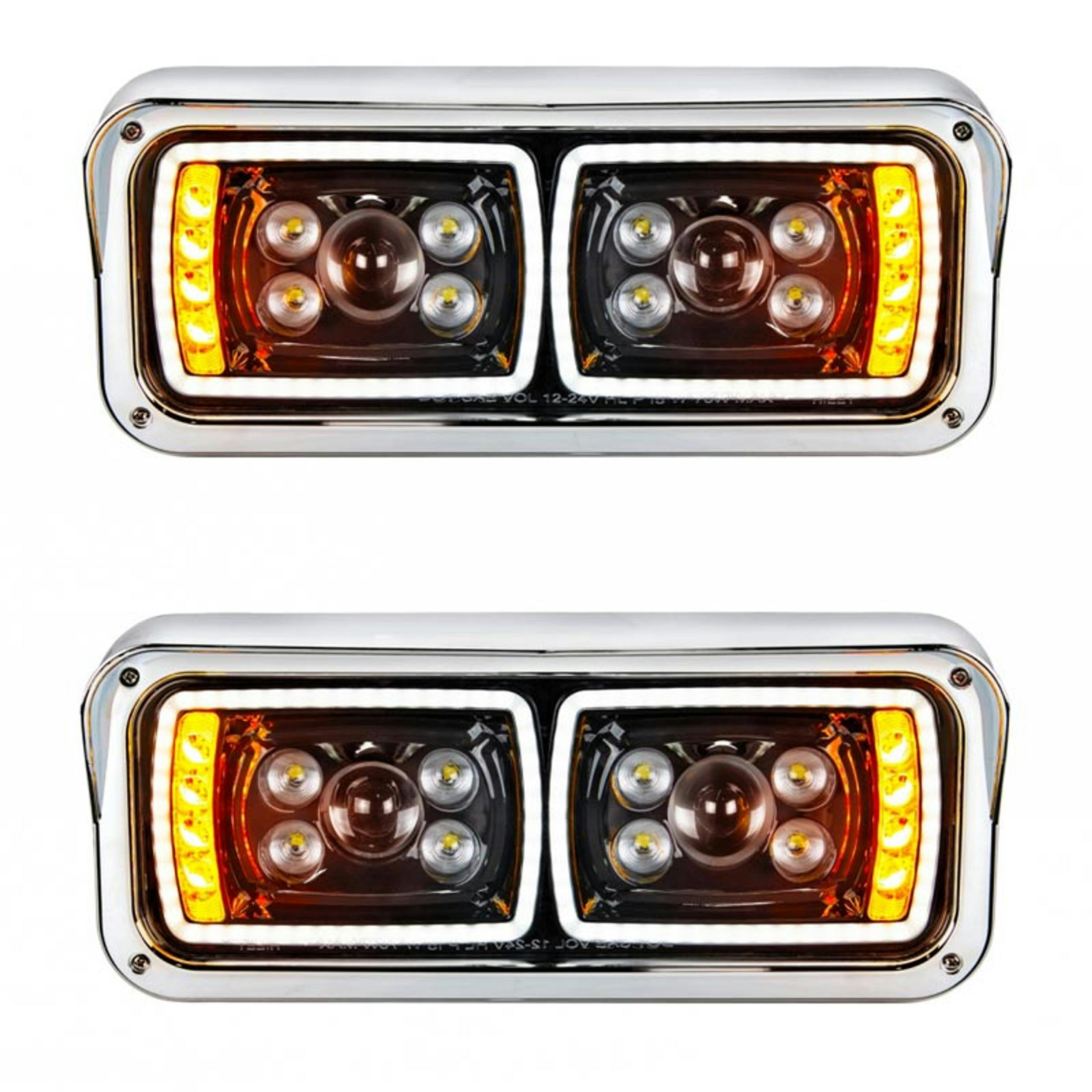 Peterbilt 359 Style LED Dual Headlight Assembly With 9 LED Light Bar ...