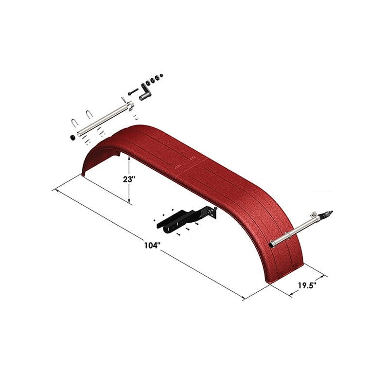 132" Black Poly Full Tandem Ribbed Fenders