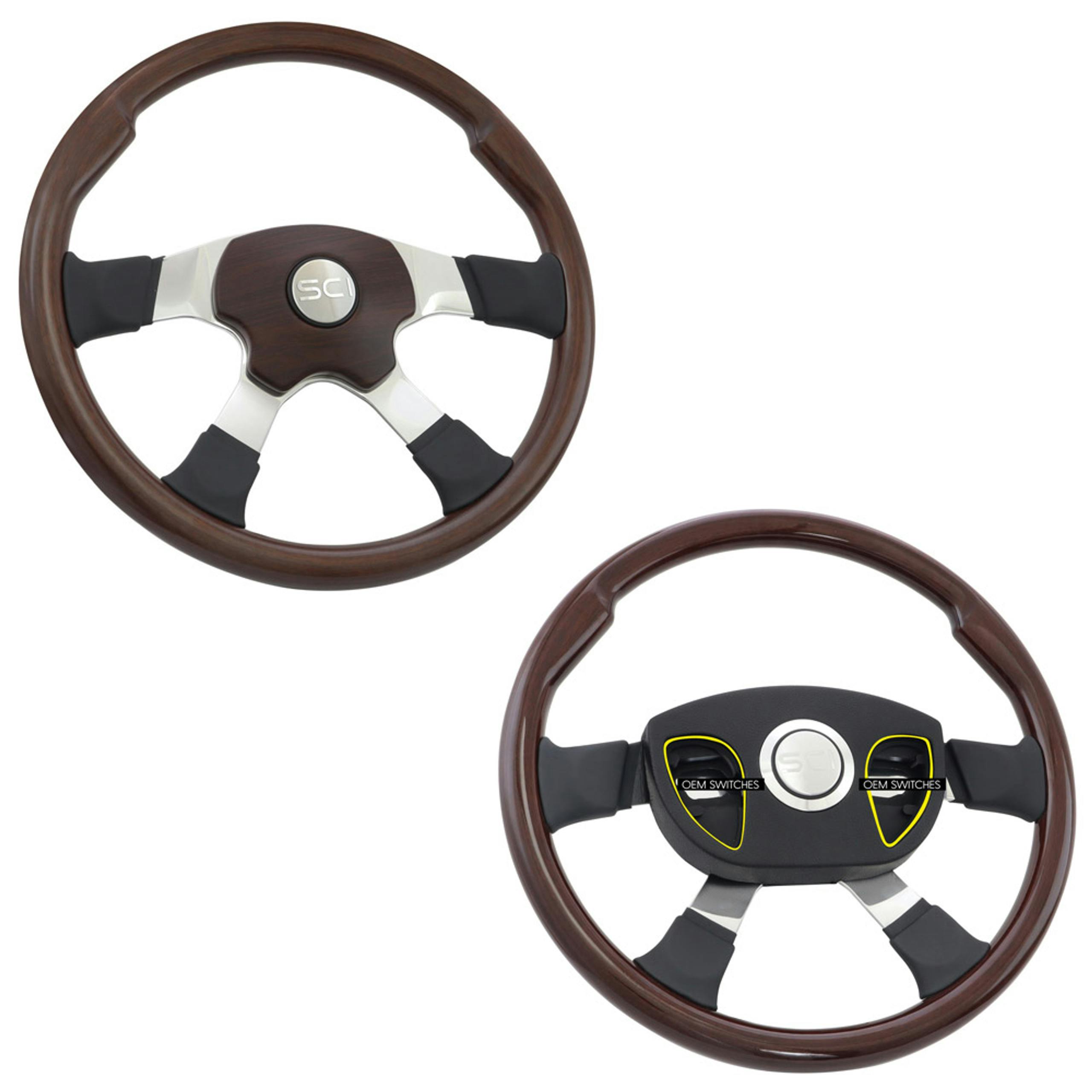 18" 4-Spoke Mahogany Steering Wheel