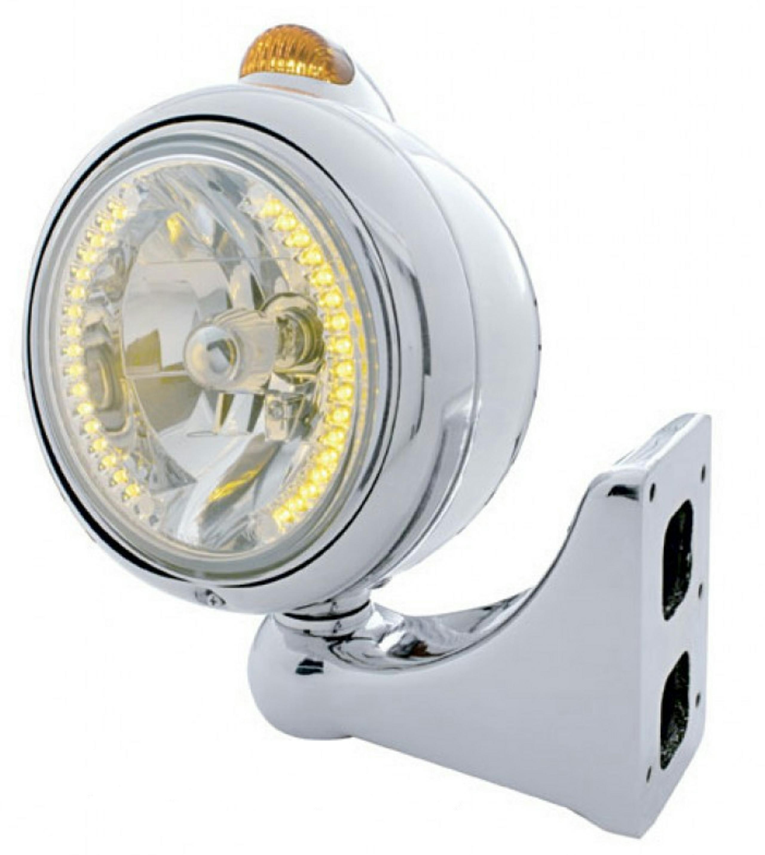 Peterbilt 379 359 Pete Style Round Headlight Set Chrome Classic ...