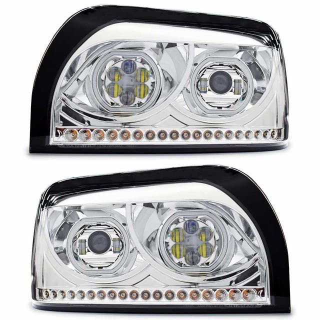 5" x 7" Rectangular Chrome Projector Headlight With DRL & Turn Light ...