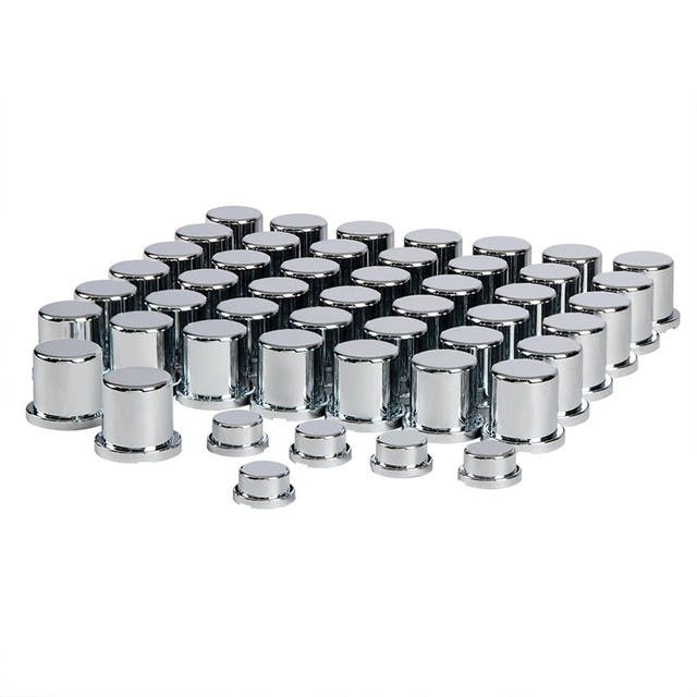 60 Pack of Chrome 15/16" Push On Flat Top Nut Covers - Raney's Truck Parts