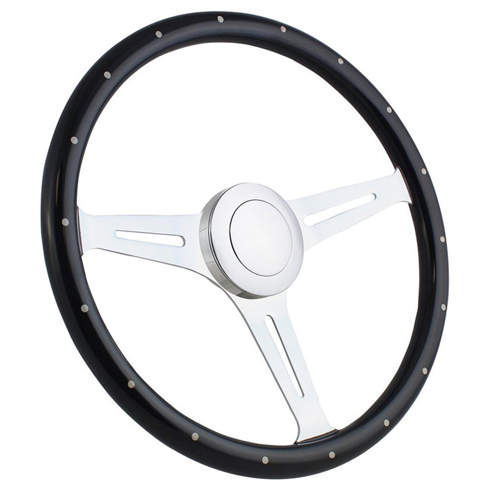 18" Steering Wheel With Chrome Dual Classic Spokes And Dark Wood Finish ...