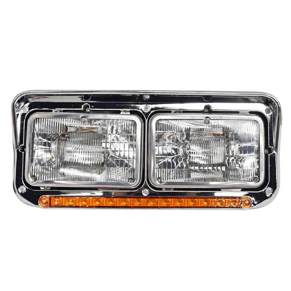 Kenworth T600 T800 W900 Dual Rectangular Headlight Assembly With Visor ...