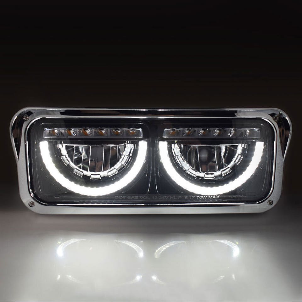 Rectangular Dual Headlight Sealed Transparent LED Bezel with Visor ...