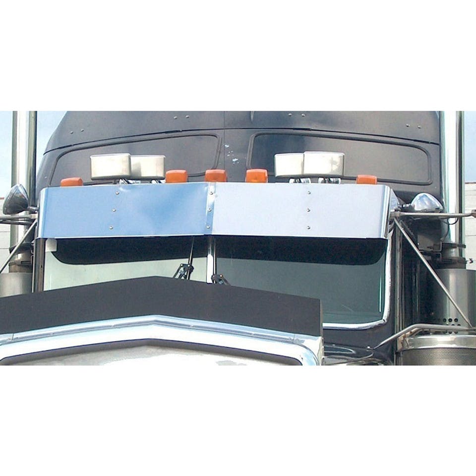 Kenworth 15" Stainless W900 T800 Flat Glass Drop Visor - Raney's Truck ...