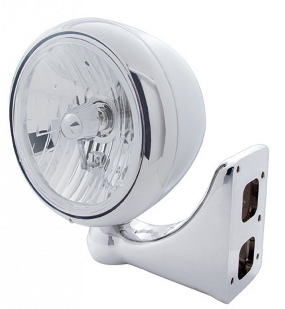 Black Guide Headlight H4 Bulb w/ Amber LED - Driver & Passenger - Raney ...