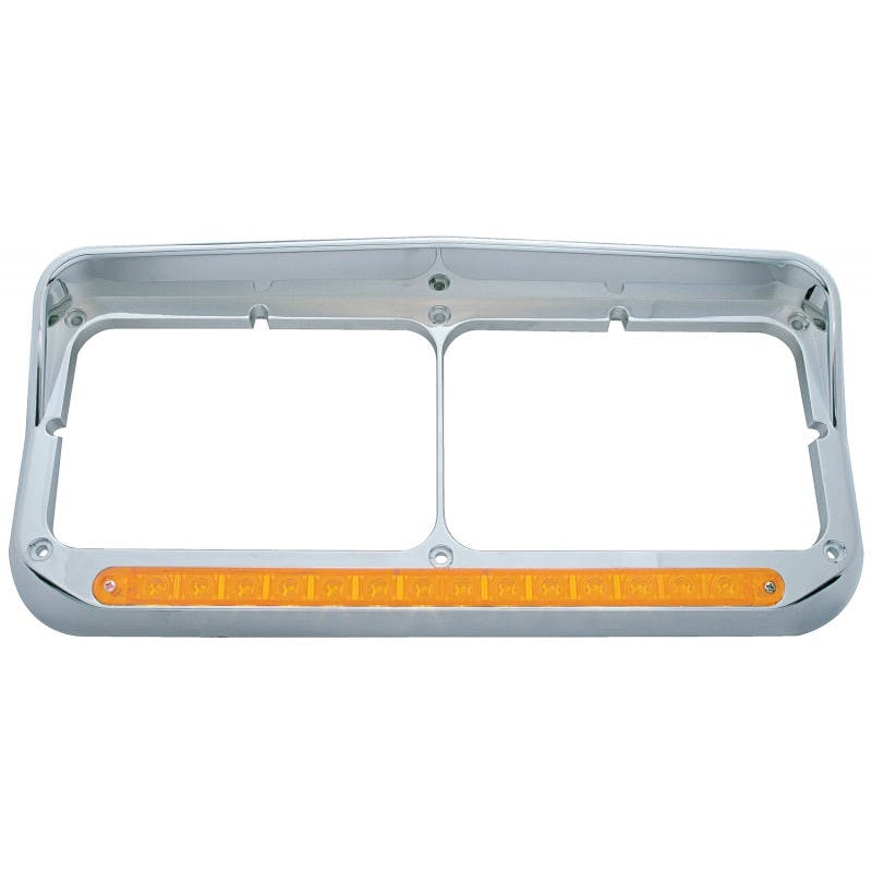 Rectangular Dual Headlight Bezel With Visor & Amber LED - Raney's Truck ...