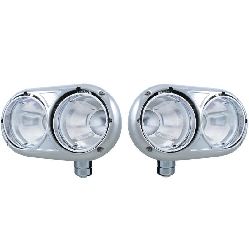 Peterbilt 359 Style Stainless Dual Round Headlight Housing - Raney's ...
