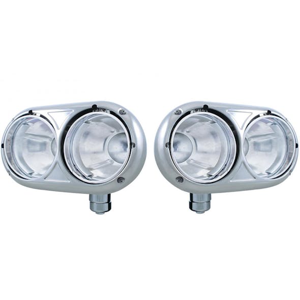 Peterbilt 379 359 Pete Style Round Headlight Set Chrome Classic ...