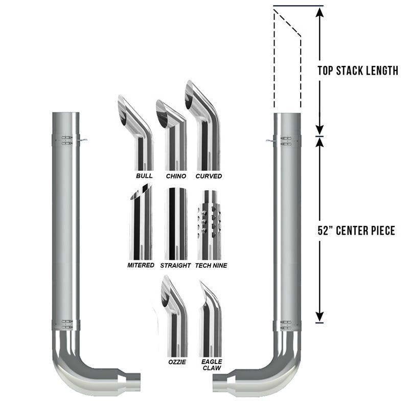 Kenworth W900L 8" Dynaflex Chrome Exhaust Kit - Raney's Truck Parts