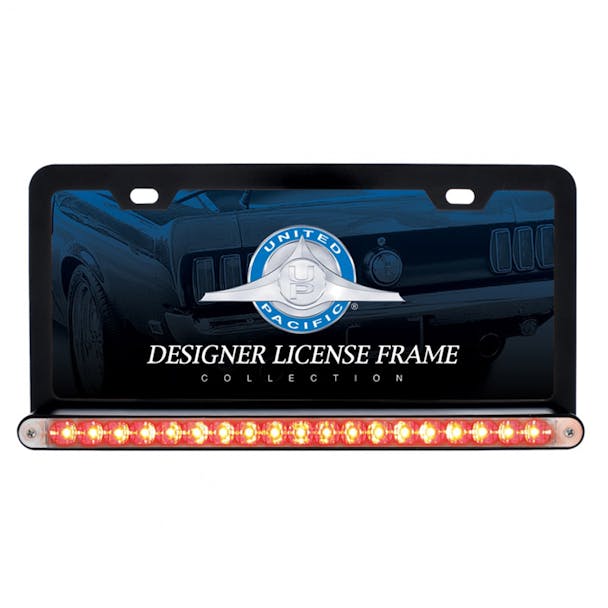 Black Universal License Plate Frame With 19 LED 12" Reflector Light Bar ...